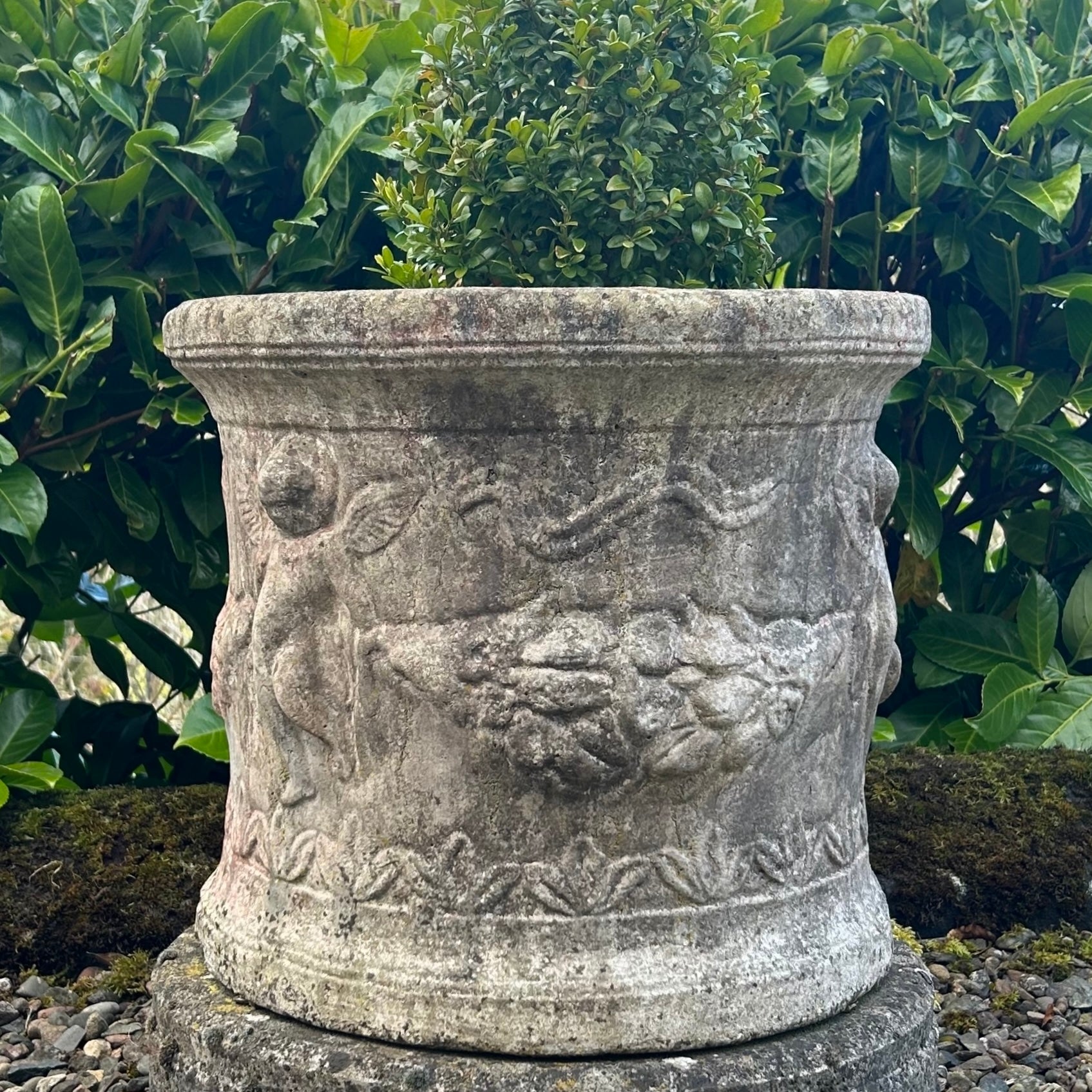 Reclaimed Planter with Putti Design | Vintage plant pot | Henderson's